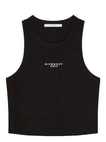 Givenchy Paris Logo Cropped Tank Top - Black