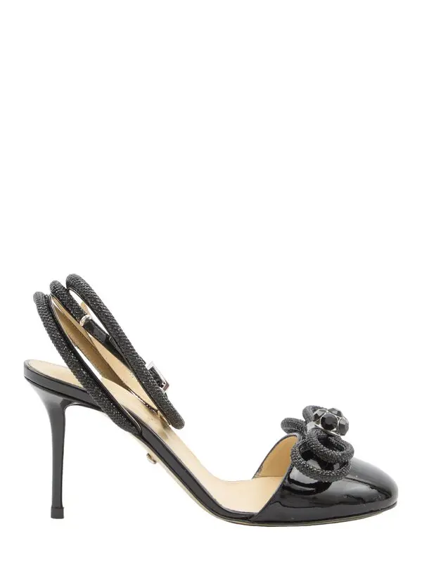 MACHMACH Mach & Mach Embellished Round Toe Pumps With Bow Detailing - Black
