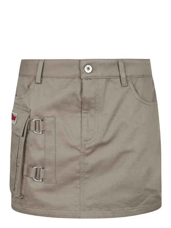 Off-White Button Detailed Cargo Shorts - Gray