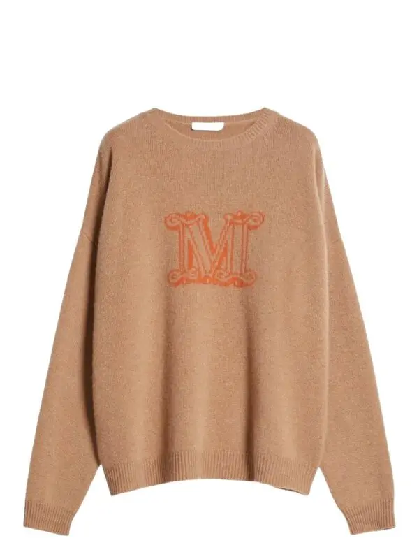 Max Mara Logo Intarsia Cashmere Jumper - Beige