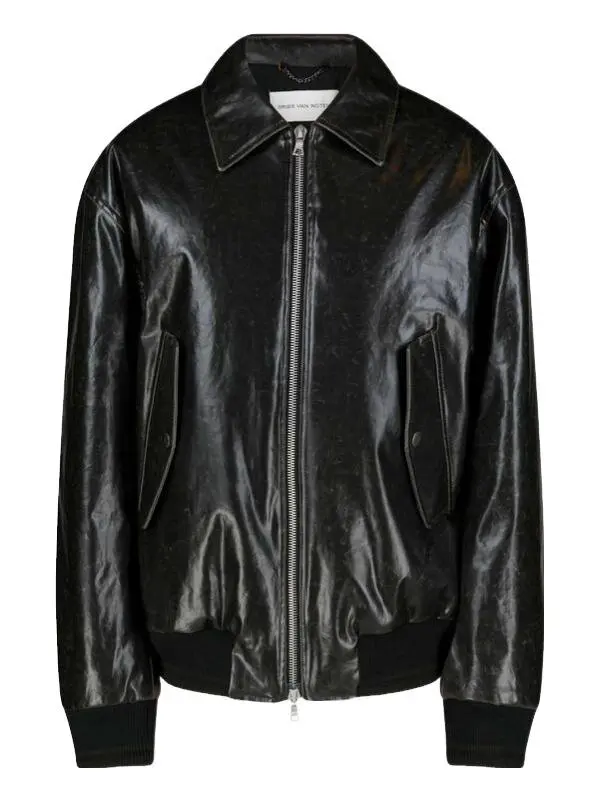 Dries Van Noten Bomber Jacket With Lapel Collar - Black