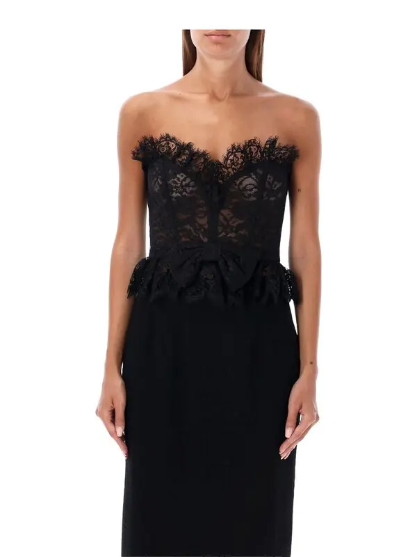 Alessandra Rich Lace Bustier Off-shoulder Top - Black
