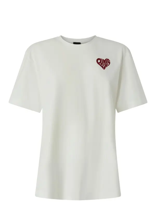 Pinko Heart Print Crewneck T-shirt - White