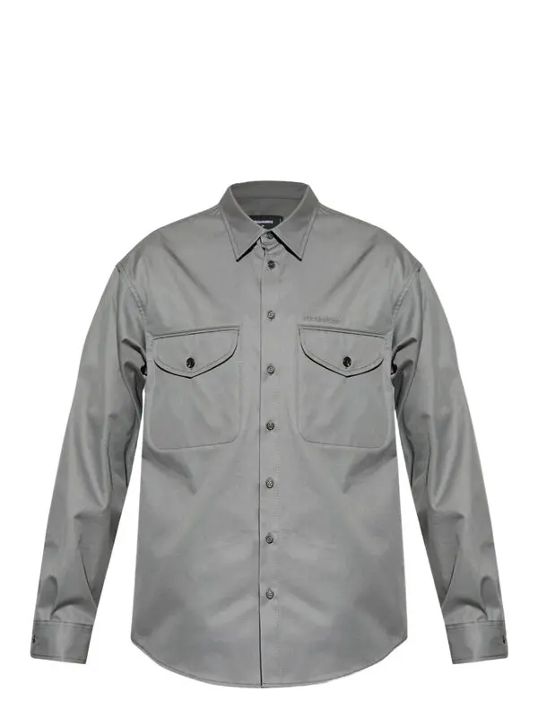 Dsquared2 Logo Embroidered Utility Shirt - Gray