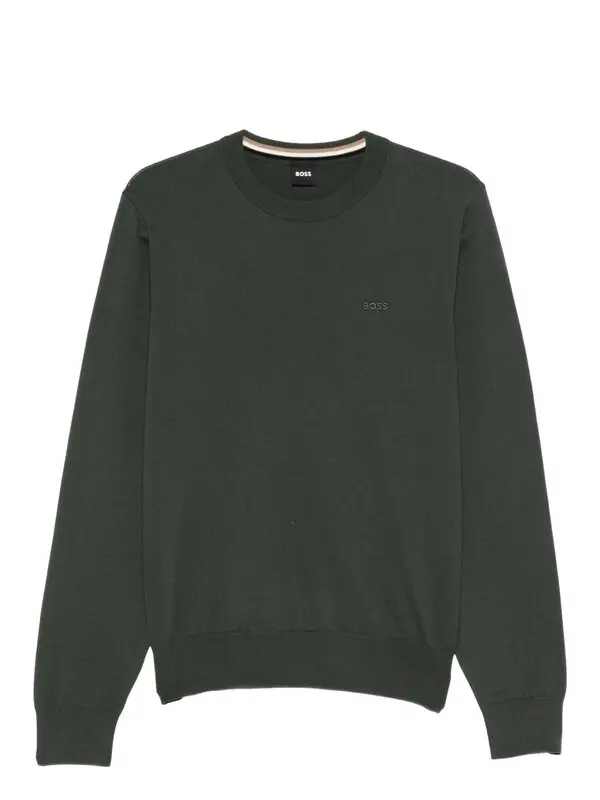 Hugo Boss Boss Crew Neck Long Sleeve Cotton Sweater - Black