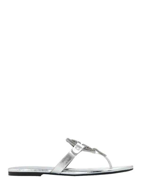Tory Burch Miller Logo Plaque Thong Sandals - White