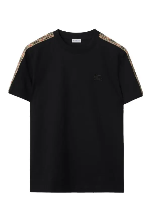 Burberry Checkered-trim Crewneck T-shirt - Black