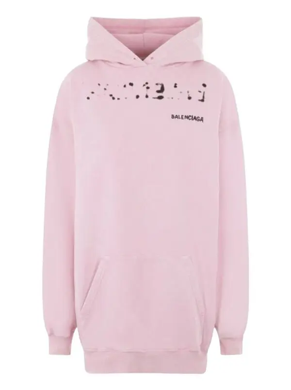 Balenciaga Logo Printed Oversized Hoodie - Pink