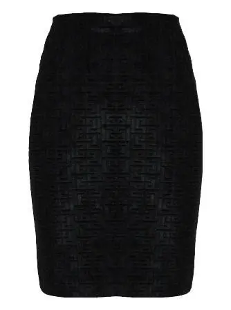 Balmain Monogrammed Embossed Skirt - Black