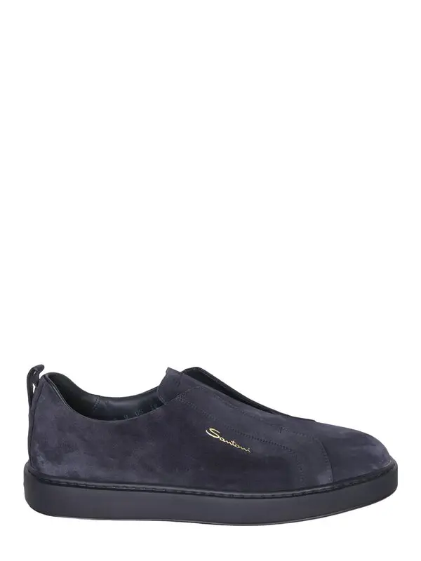 Santoni Round Toe Slip-on Casual Shoes - Black
