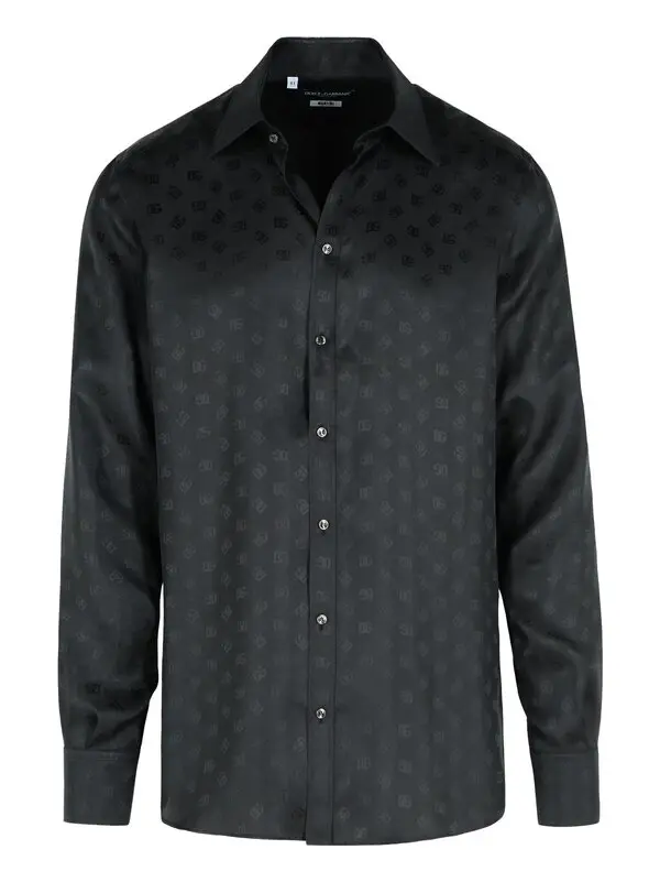 Dolce & Gabbana Dolce Gabbana Dg Logo Martini Jacquard Shirt - Black
