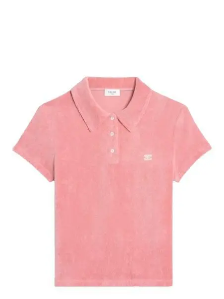 Celine Triomphe Terry Cotton Polo - Pink