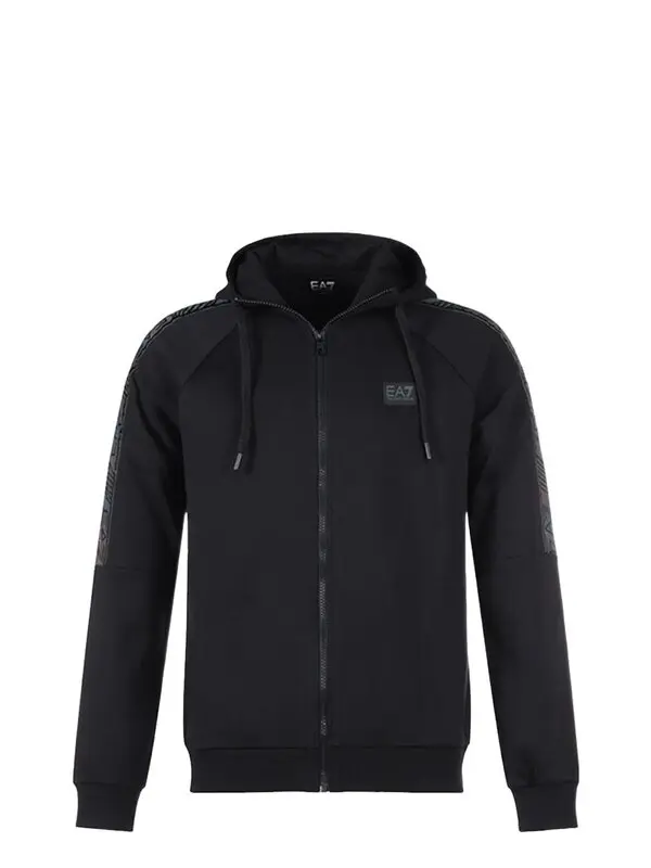 EA7 Logo Detail Full Zip Hoodie - Black