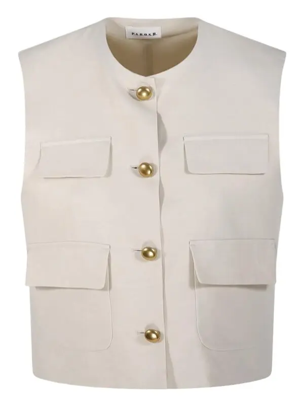 P.a.r.o.s.h Sleeveless Round Neck Waistcoat - White