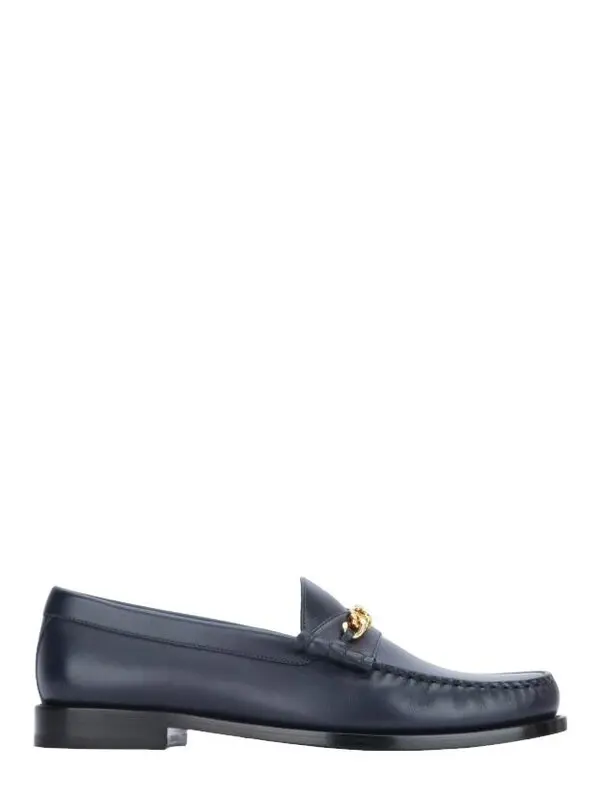 Celine Pleated Loafers With Chain Detail - Black