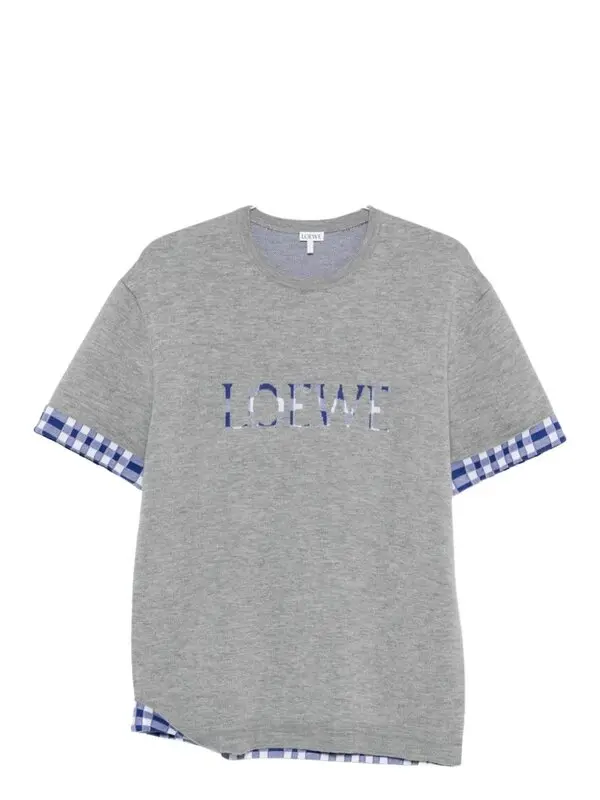 Loewe Logo-detail Checked T-shirt - Grey/white