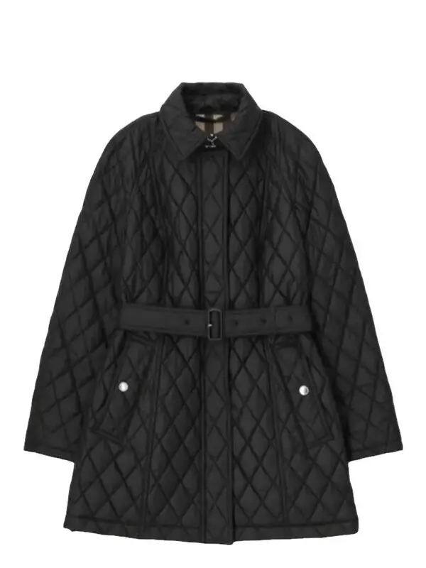 Burberry Belted Quilted Hood Jacket - Black