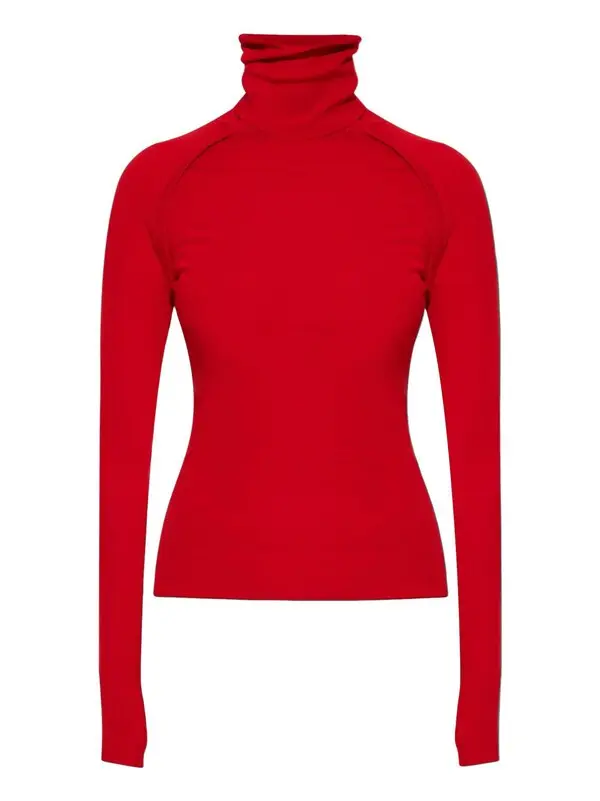 Victoria Beckham Wool High Neck Top - Red