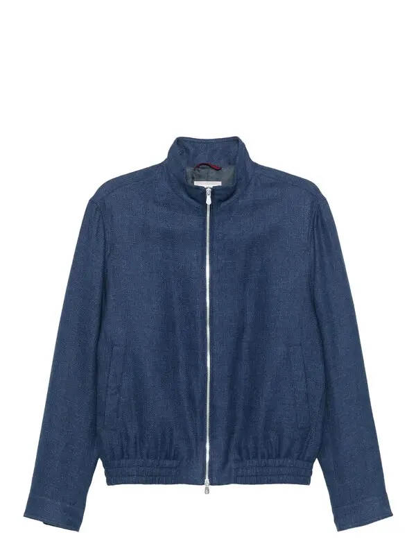 Brunello Cucinelli Zip-up Denim Jacket With Side Pockets - Sea-blue