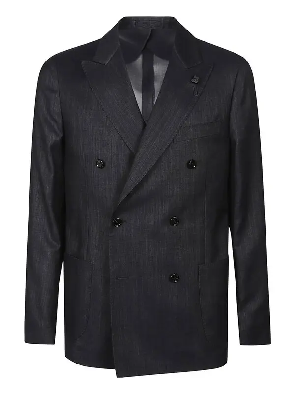 LARDINI Double-breasted Blazer - Black
