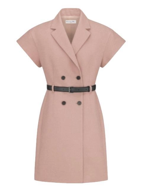 Dior Short Belted Dress With Lapel And Double-breasted Closure - No