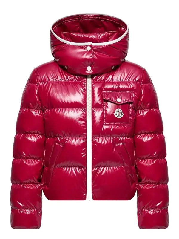 Moncler Andro Short Hooded Down Jacket - Cherry Powder