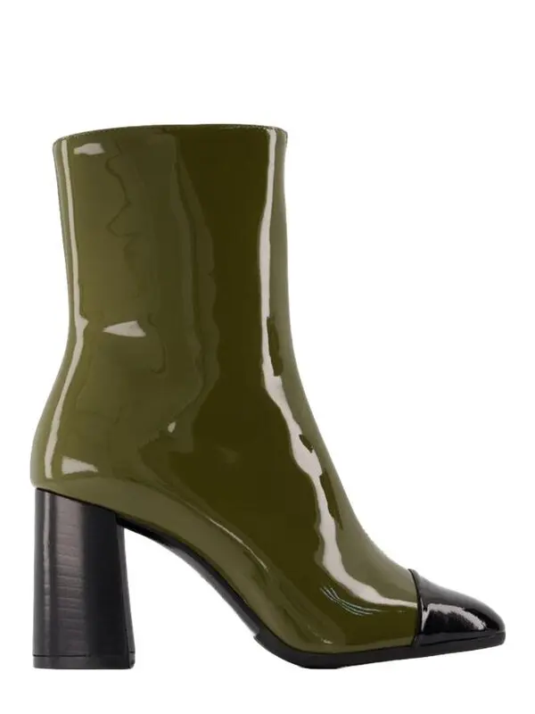 CAREL Block Heel Zip Up Ankle Boots - Green