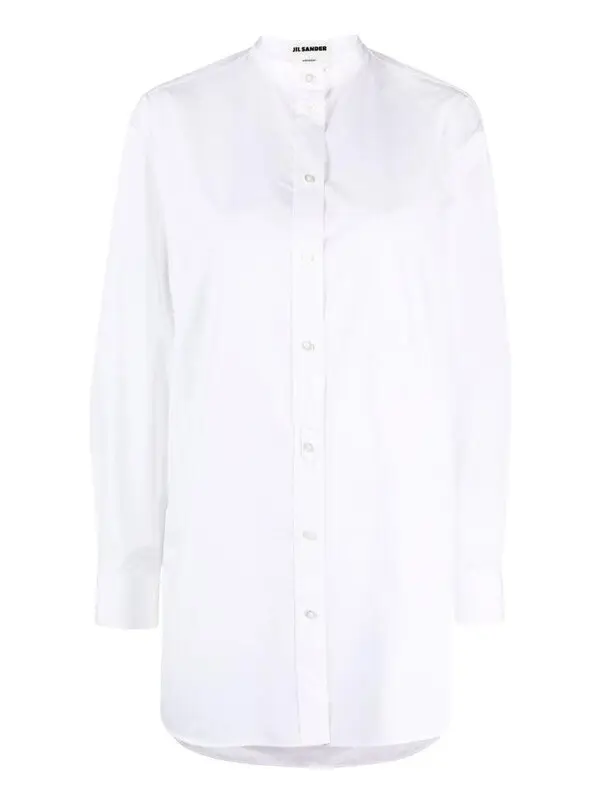 JIL SANDER Band Collar Long Sleeve Shirt - White