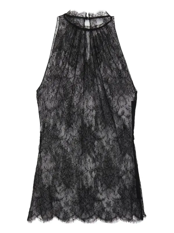 Alexander McQueen Sleeveless Floral Lace Top With Keyhole Back - Black