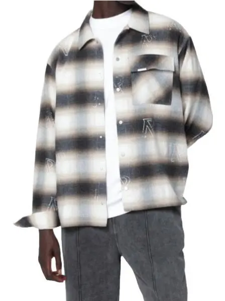 REPRESENT Checked Flannel Shirt - Gray