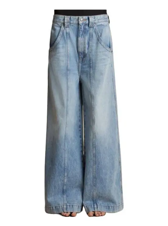 Khaite Wide-leg Jeans With Belt Loops - Blue