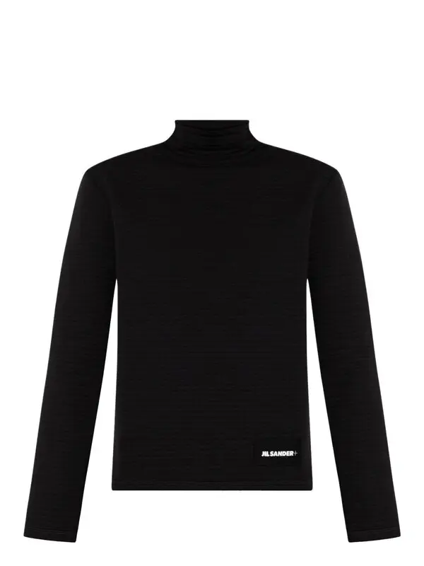 JIL SANDER Logo Patch High Neck Jumper - Black