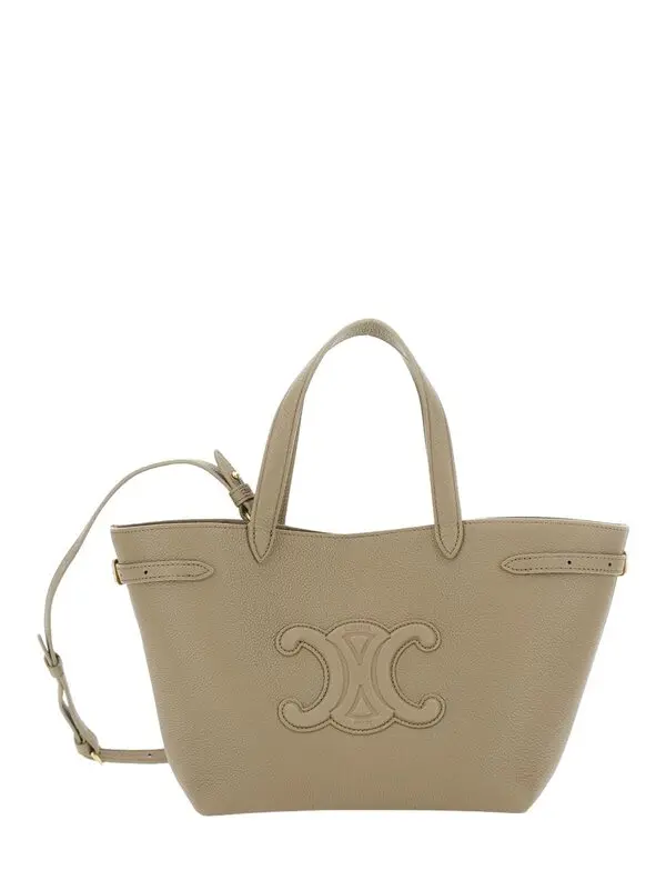 Celine Mini Cabas Anais Cuir Triomphe Grained Calfskin Bag - Beige