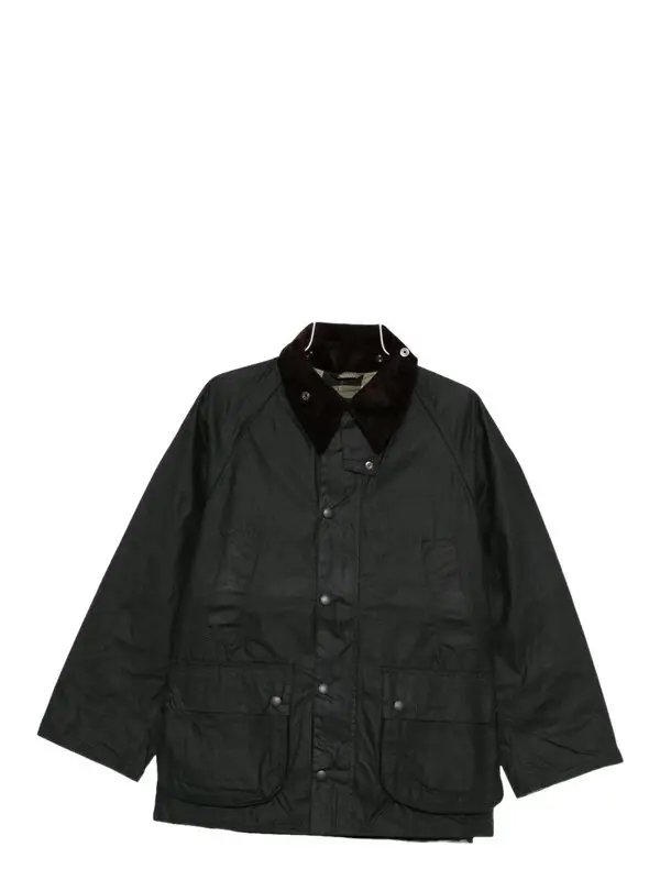 Barbour Corduroy Collar Waxed Coat - Black