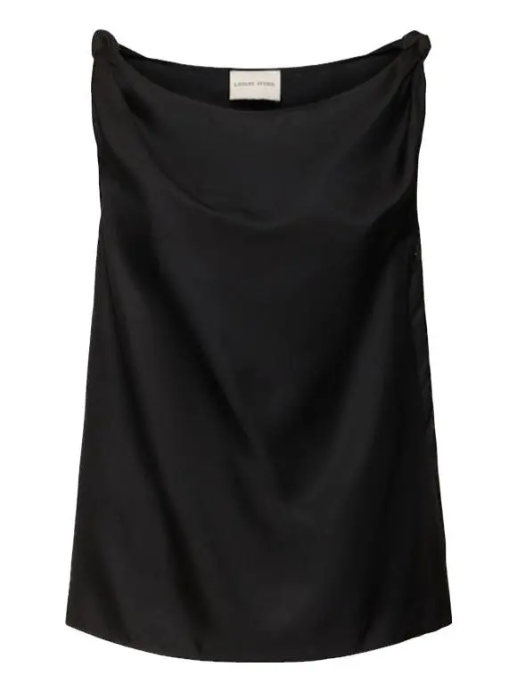 Loulou De Saison Remy Sleeveless Draped Top - Black