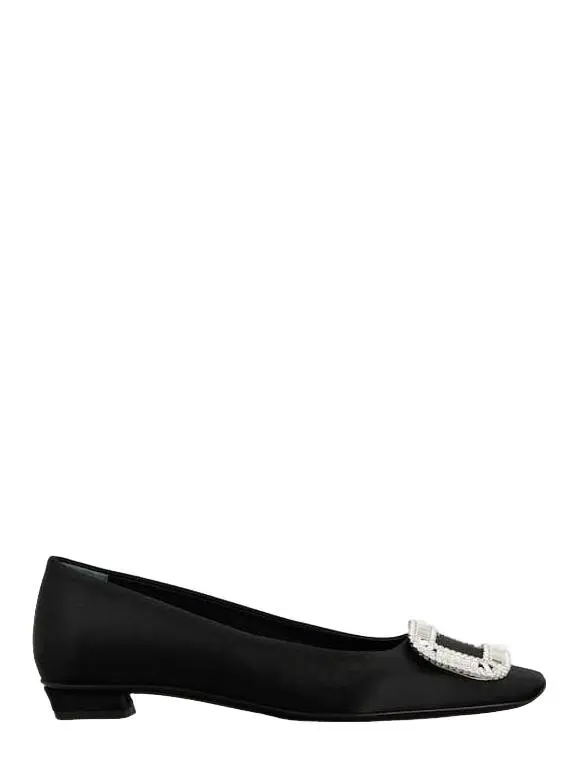 ROGER VIVIER Belle Vivier Ballerinas With Crystal Buckle - Black