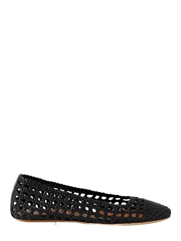 Staud Nell Woven Leather Ballet Flats - Black
