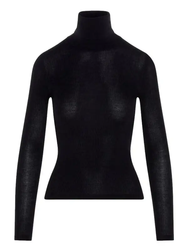 Saint Laurent Ribbed Knit Turtleneck Sweater - Black