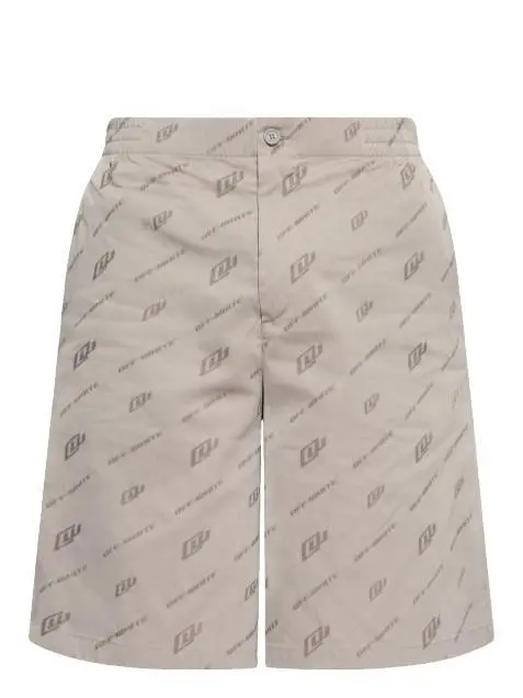 Off-White Button Detailed All-over Patterned Shorts - Nude