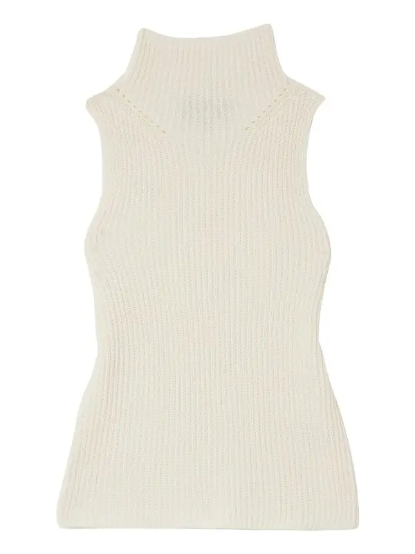 NILI LOTAN Sonia Turtleneck Knit Vest - White