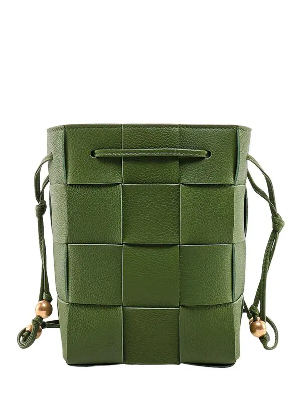 Bottega Veneta Woven Bucket Bag With Knotted Shoulder Straps - Green
