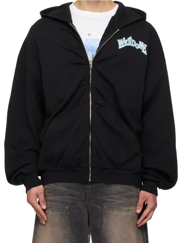 We11Done Angel Rock Zip-up Hoodie - Black