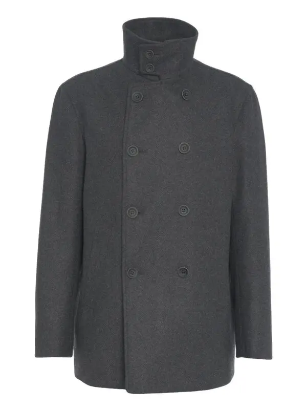 Herno Double-breasted Button Coat - Black