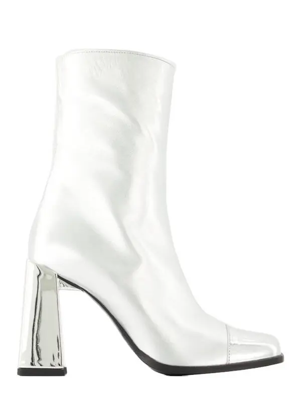 CAREL Metallic Chunky Heel Short Boots - White