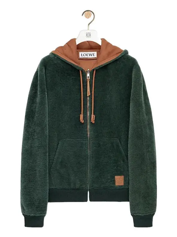 Loewe Zipped Hoodie - Brown/dark Green