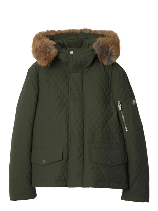 Burberry Quilted Hooded Bomber Jacket - Lake Color