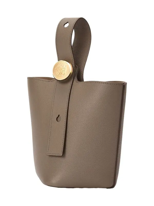 Loewe Mini Pebble Bucket Bag In Soft Grained Calfskin - Taupe