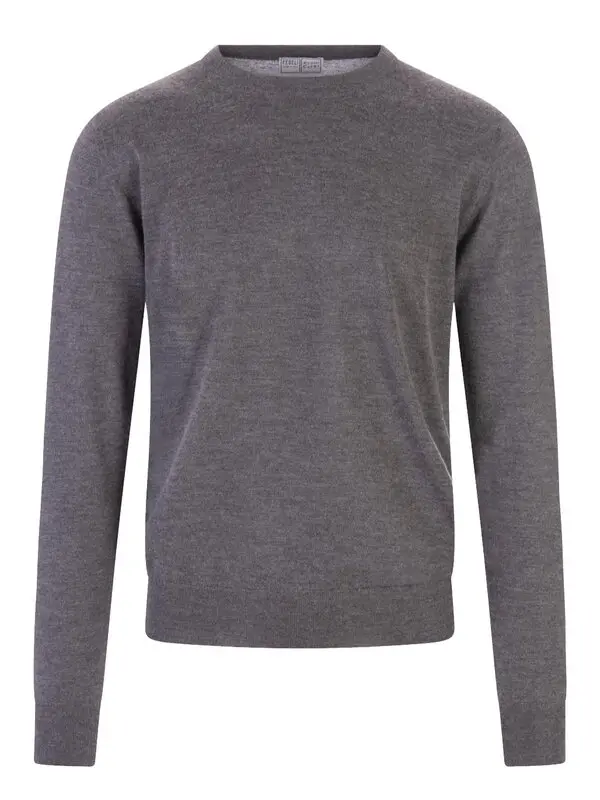 Fedeli Round-neck Knitted Pullover - Gray
