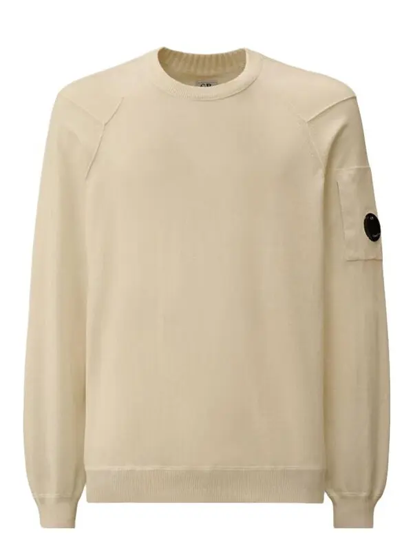 C.P. COMPANY Crewneck Sweatshirt With Lens Detail - White Gauze