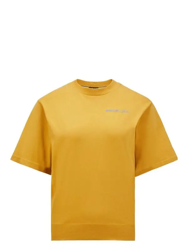 Moncler Short Sleeve T-shirt With Reflective Logo - Yellow